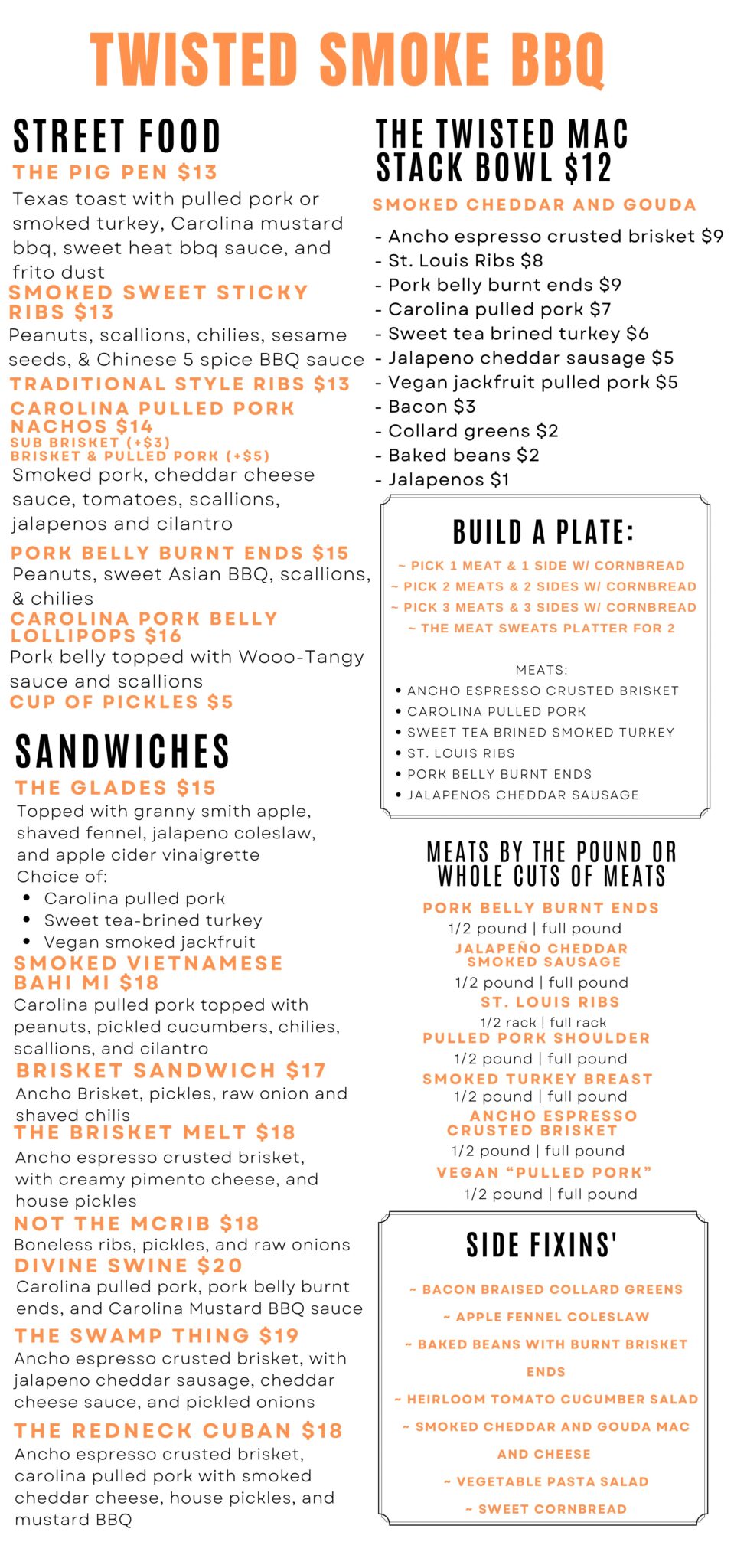 Menu | Twisted Smoke BBQ